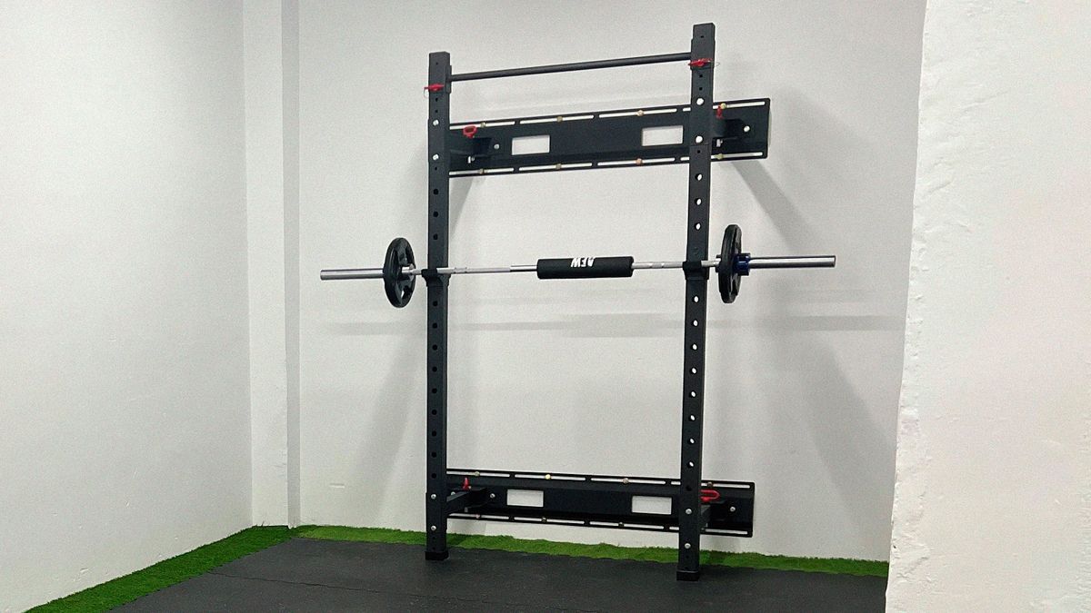 Rack sentadillas abatible con barra de dominadas AFW | Etenon Fitness